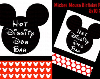 Mickey Mouse Birthday Party Hot Diggity Dog Bar Sign Disney digital ...
