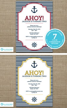 Nautical Birthday invitation - Nautical Invitation - Anchor Invitation ...