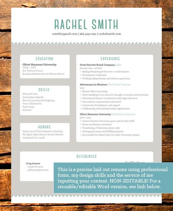 Professionally Designed Striped Color Block Resume By ResumeDesign