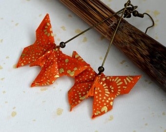 Paper butterfly earrings Japanese jewelry washi chiyogami paper jewelry ...