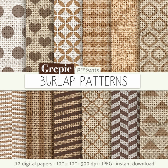 Burlap digital paper: “BURLAP PATTERNS” brown / neutral / earth tones ...