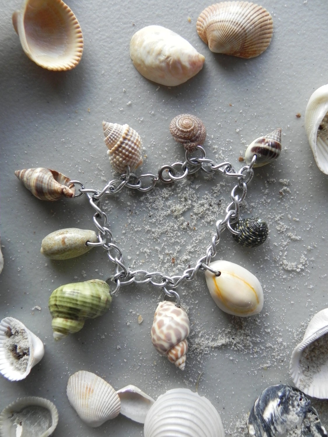 seashell charm bracelet / shell bangle / silver charm bracelet – Haute ...