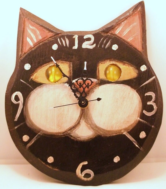 Black Cat Face Clock