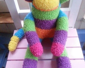 Rainbow sock monkey | Etsy