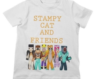 Stampy Cat and Friends T Shirt 5-6 7-8 9-11 12-13 Years Tee Cool Kids ...
