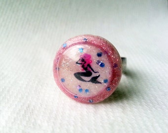 Mermaid Ring, Mermaid Button Ring, Nautical Ring, Nautical Jewelry ...