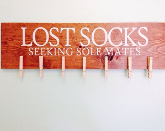 Reclaimed wood Laundry Room Sign Farmhouse Style Lost Socks