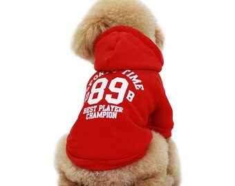 Dog Hoodie, Red 89 Champion Hoodie, Dog Clothes