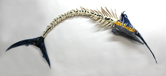 Stuffed Marlin Skeleton: The Old Man and by kheelsvegantaxidermy