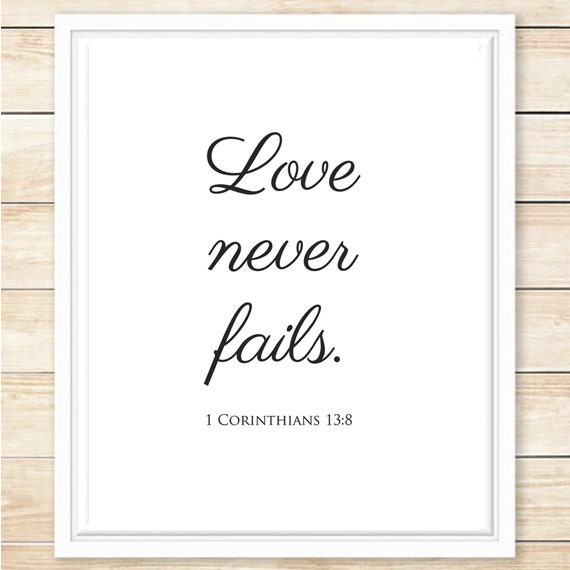 Bible Verse Love Never Fails 1 Corinthians 13:8 Marriage