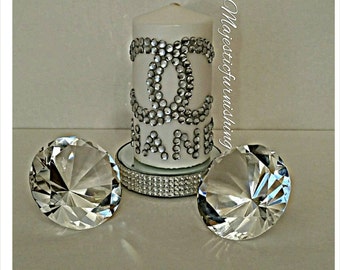 Rhinestone candle | Etsy