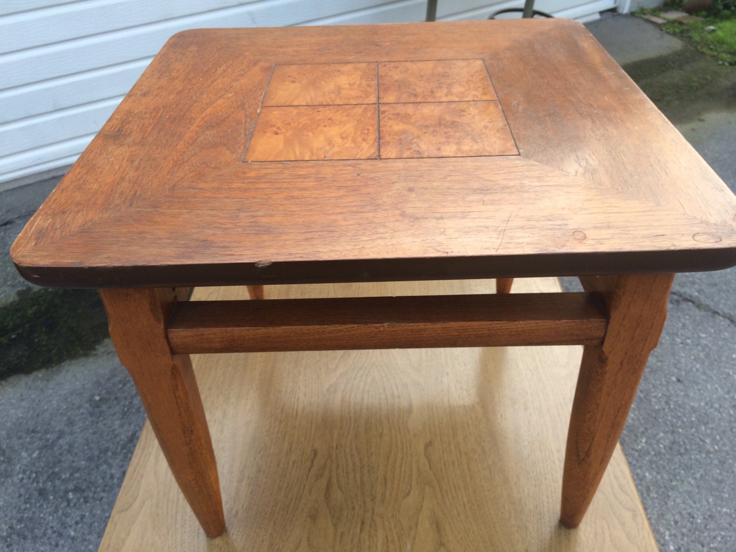 Lane Mid-Century Modern Short Side End Table with Burlwood Inlay-1958 ...