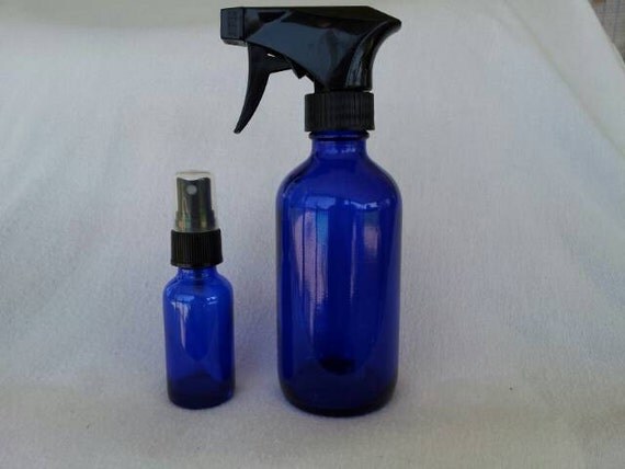 BLUE 8 oz glass spray bottle and BLUE 1oz by onlysurvivalgear