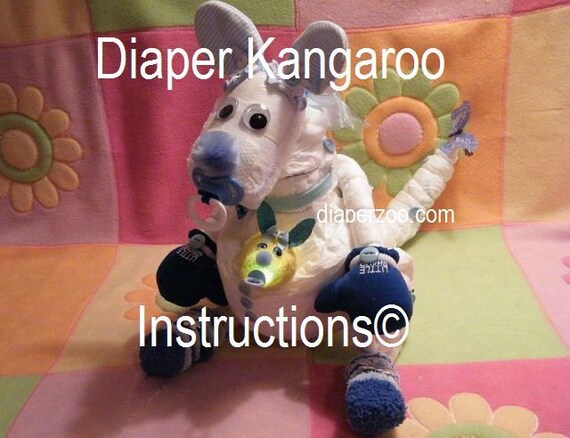 Instructions for Diaper Kangaroos. Baby Shower Gift. Diaper