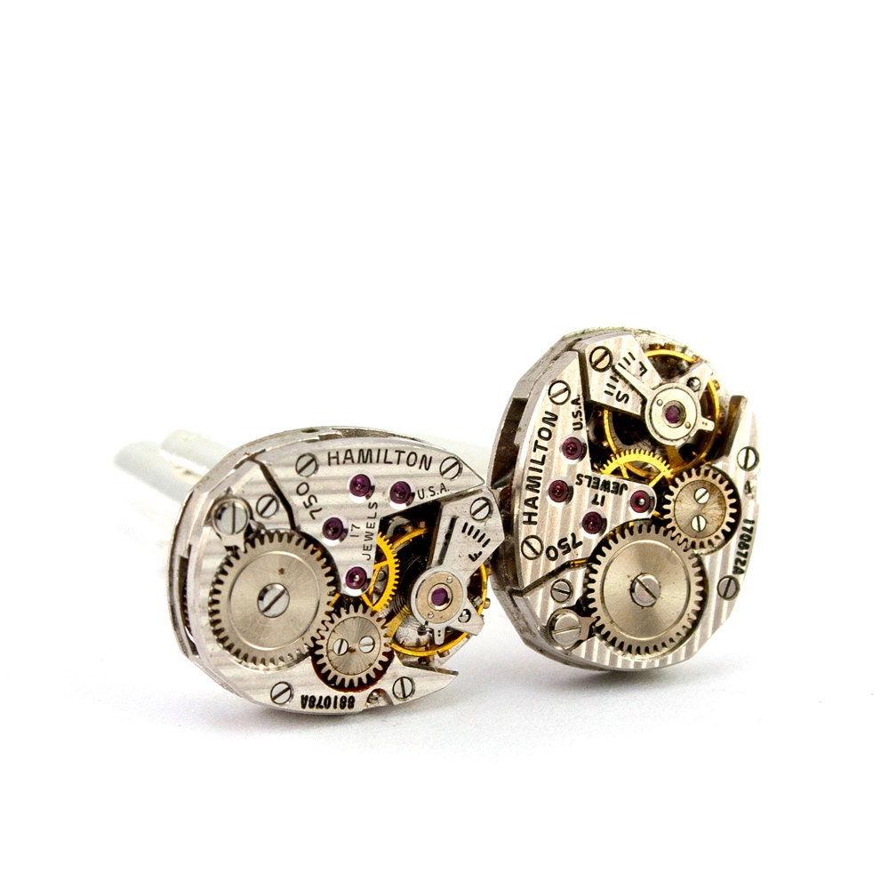 Steampunk Cufflinks Gorgeous Mens HAMILTON Pinstripe
