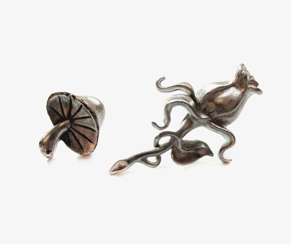 2 Pewter Metal Tack Pins Rose / Flower and by VintagePennyLane