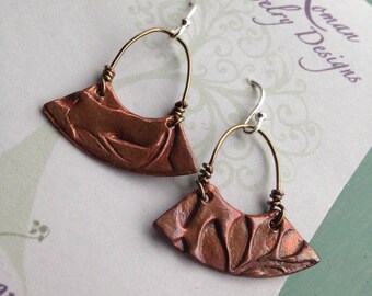 One of a kind handmade copper clay PMC dangles wire by JamieRoman