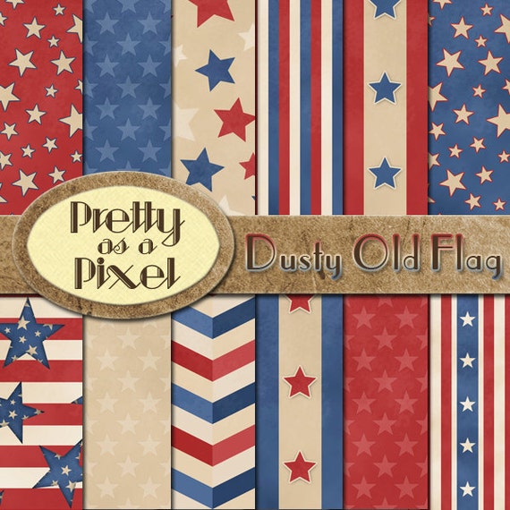 Printable Scrapbook Paper Dusty Old Flag 12 x 12 Set of