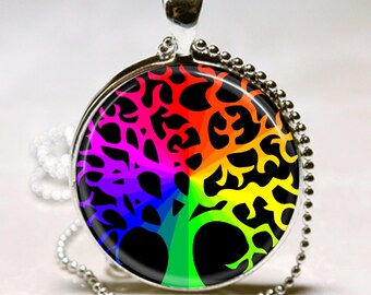 Rainbow tree art | Etsy