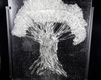 Fused Glass Bowl Boiled Blues and Greens by MargieMcNutt on Etsy