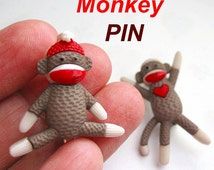 Popular items for sock monkey pins on Etsy