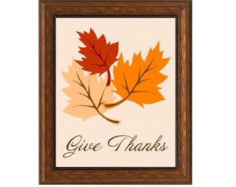 Thanksgiving Printable Give Thanks Sign - Thanksgiving Print - Give ...