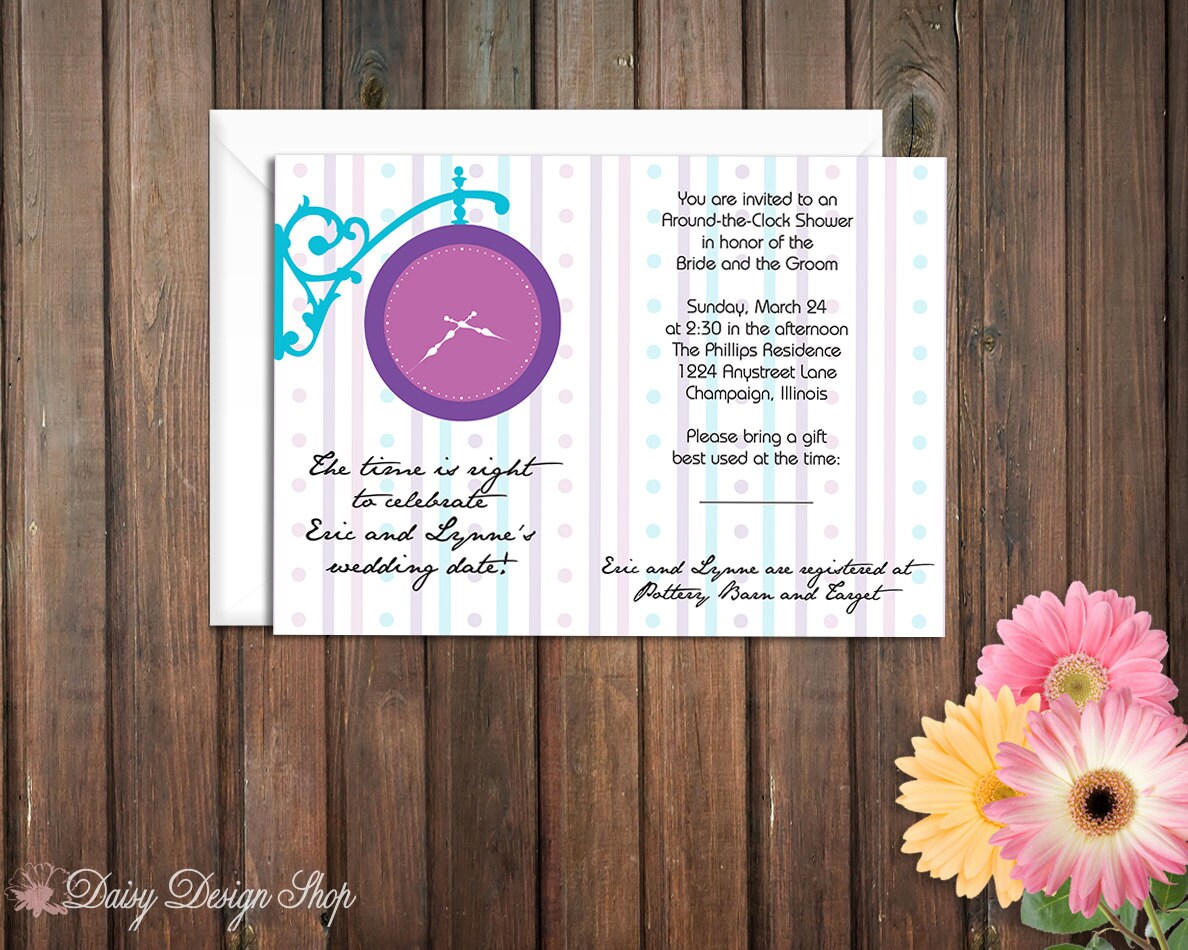 Bridal Shower Invitation or Couple’s Shower – Around the Clock Themed ...