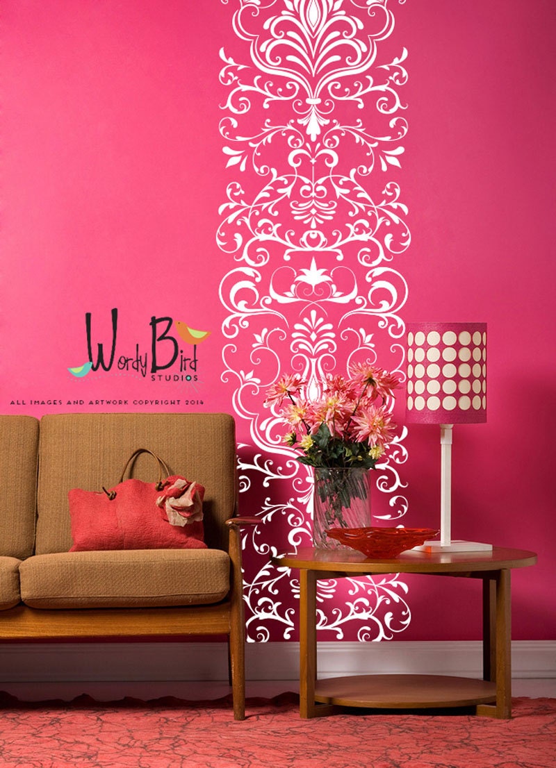 Damask wall decal Scroll ornate lacey Vinyl Wall Decal