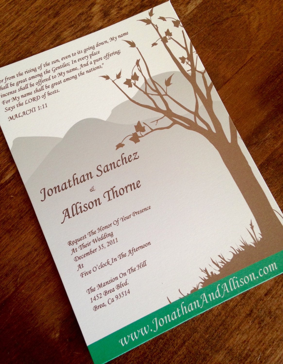 Mountain Wedding – Tree Invitation – Outdooor wedding – DIY Invitation ...
