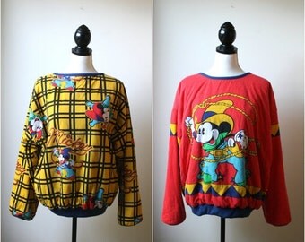 FALL BREAK SALE Vintage Mickey Mouse Reversible Sweatshirt - 1980s Wild ...
