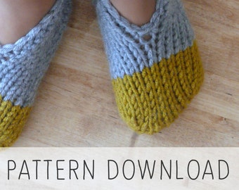 KNITTING PATTERN // Easy, Cozy Colour Block Slippers // Knit Slippers ...