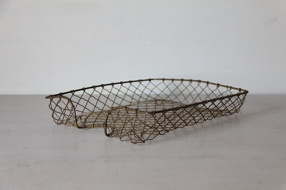 Antique Wire Mesh Document Tray Paper Tray Desk Tray by maintenant