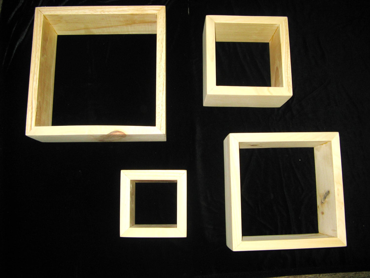 WOOD WALL CUBES Set of 4 Shadow Box Frames Knick Knack