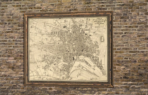 Aberdeen map Vintage map restored Old map of Aberdeen