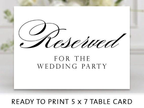Reserved for the Wedding Party Sign 5 x 7 by CharmingEndeavours