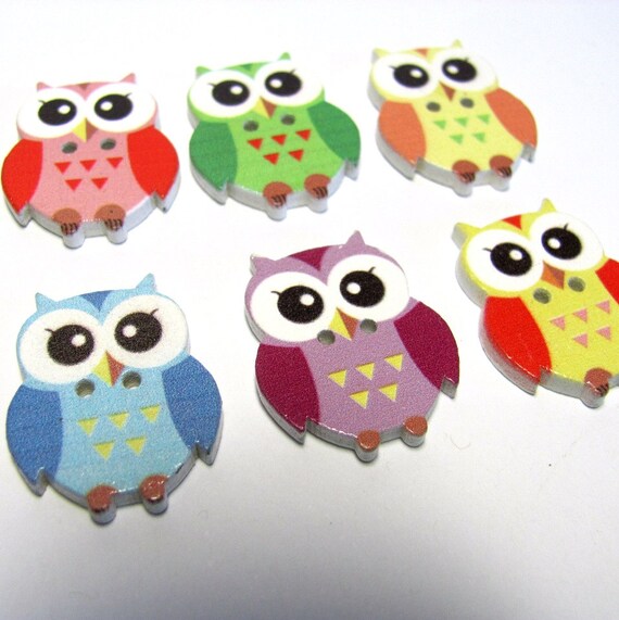 Items similar to Owl Buttons, Wooden Owl Buttons, Owl Scrapbooking ...