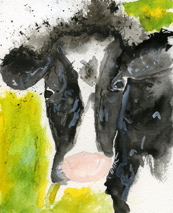 Abstract Cow Art farm animal art desk art wall by PaintingsbySimon