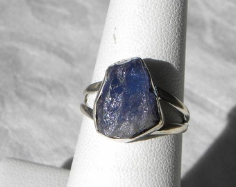 Tanzanite Ring Handmade Sparkly Bluish Purple Rough 14x10mm ...