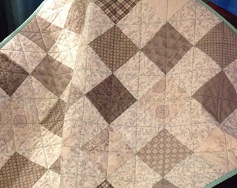 MY BIRTHDAY SALE A Beautiful 36" X 36" Quilt Of Greys and Aqua Together ...