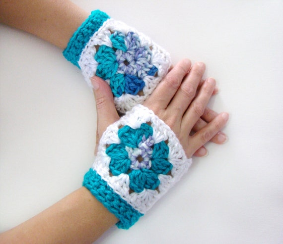 Granny Square Mitts Fingerless Mittens Wrist Warmers