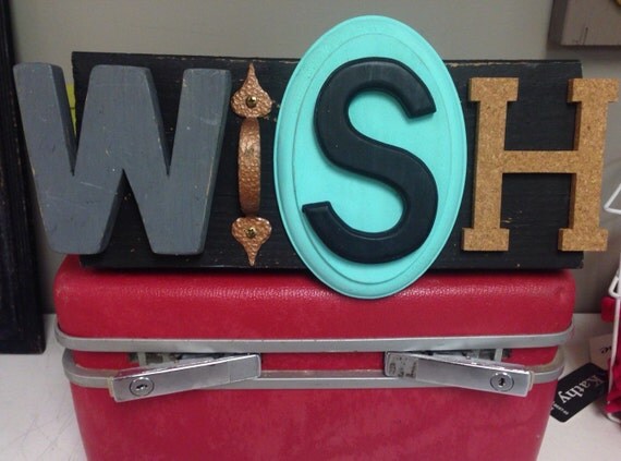 Items similar to Handmade repurposed Wall Hanging decor sign ~Wish~ on Etsy