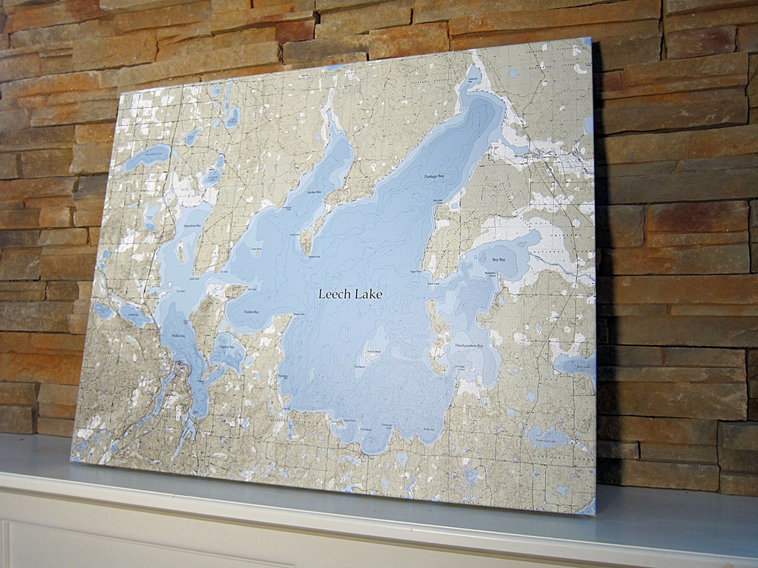 Leech Lake Canvas Lake Map Standard Quality