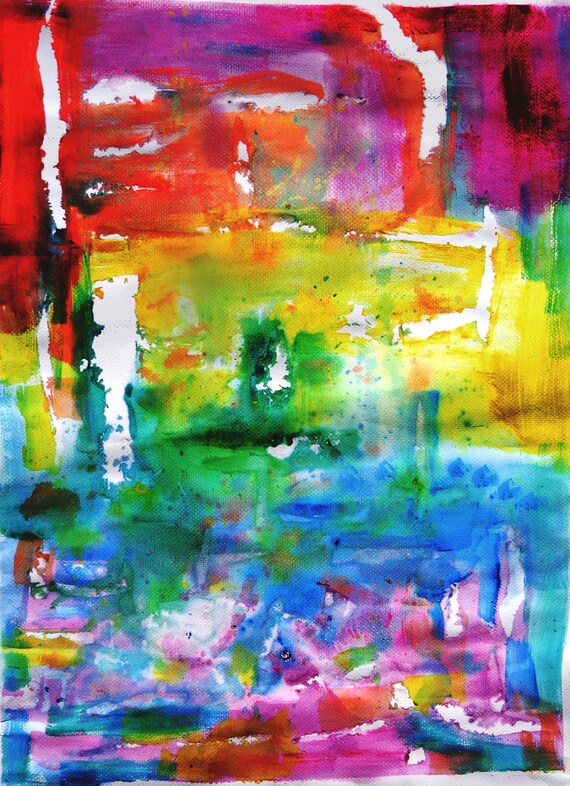 abstract art print / contemporary watercolor colorblock