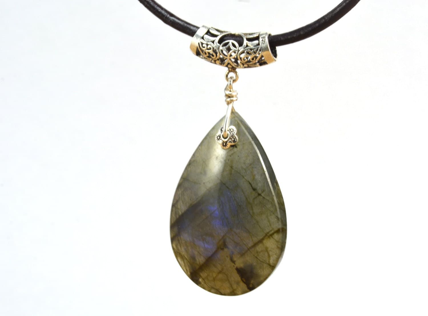 labradorite necklace, labradorite pendant, teardrop gemstone pendant ...