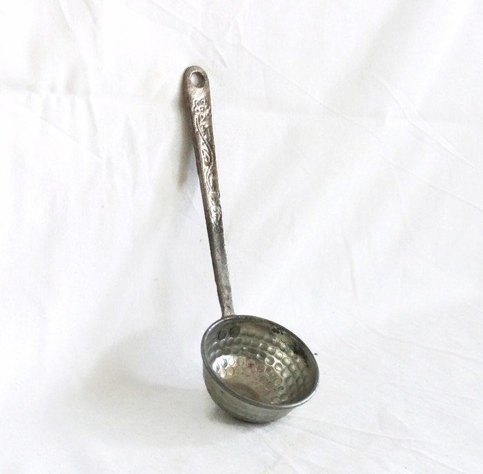 Small dipper Vintage COPPER & tin ladle. Rustic rack decor, Floral ...