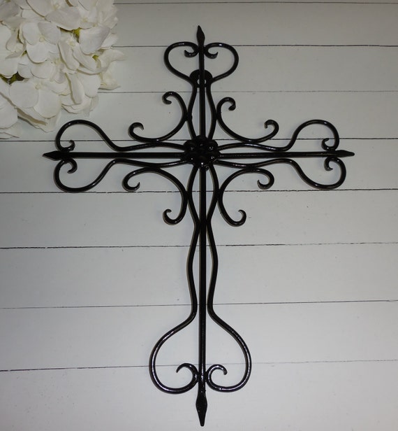 Items similar to BLACK / Metal Cross / Wall Art / Religious Cross ...