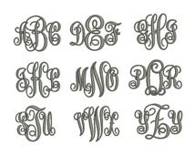 3 Inch Set- Upright Script Monogram Alphabet/Font: Embroidery Design ...