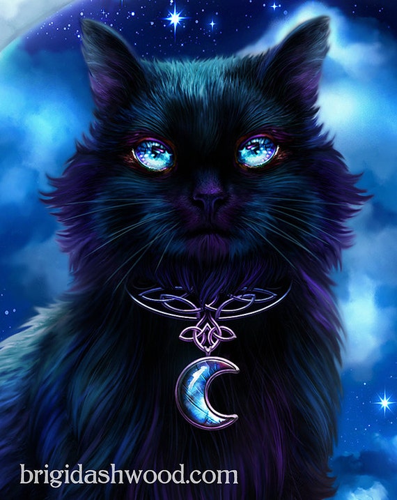Midnight Moon Black Cat Celtic Pagan Wiccan by BrightArrow