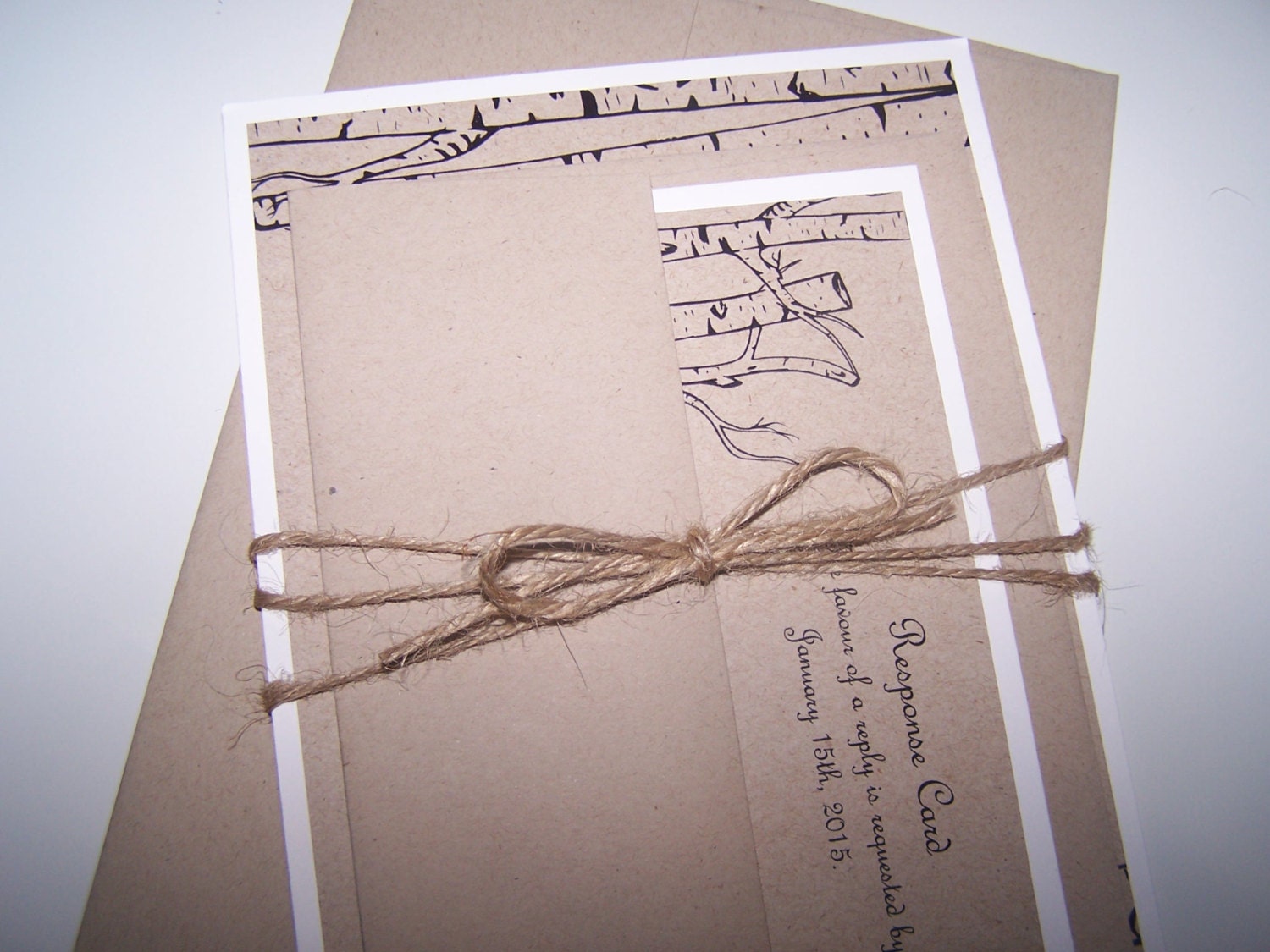 Kraft Rustic Wedding Invitation with Twine – OnePaperHeart – Stationary ...