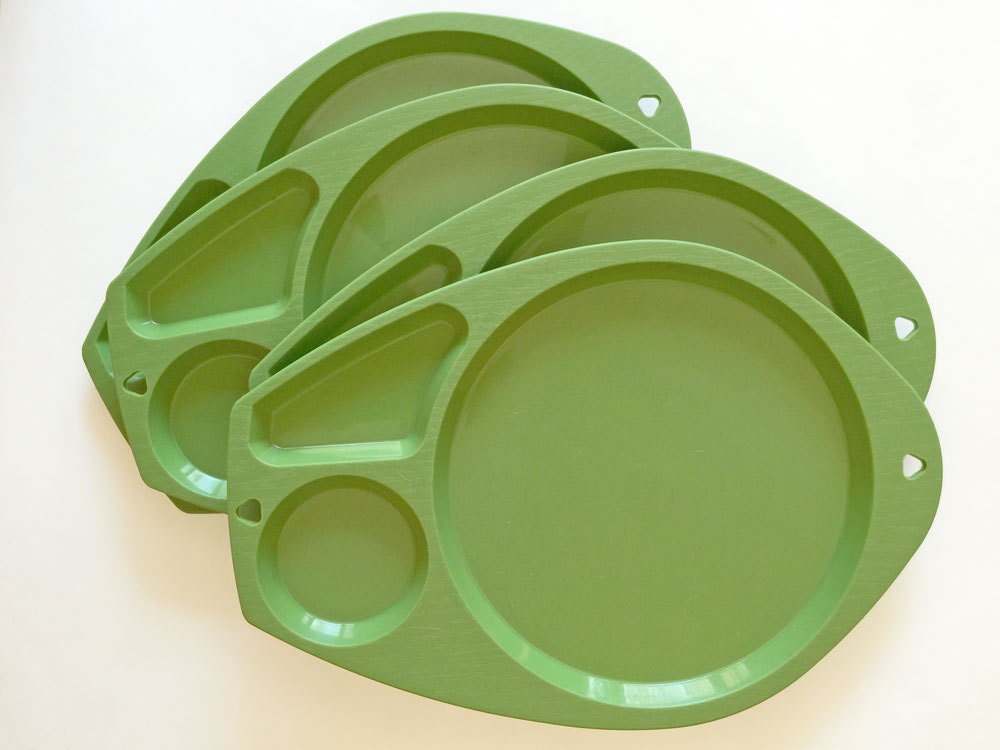 Summer BBQ Patio Porch Picnic Vintage Retro Green Food Trays ...
